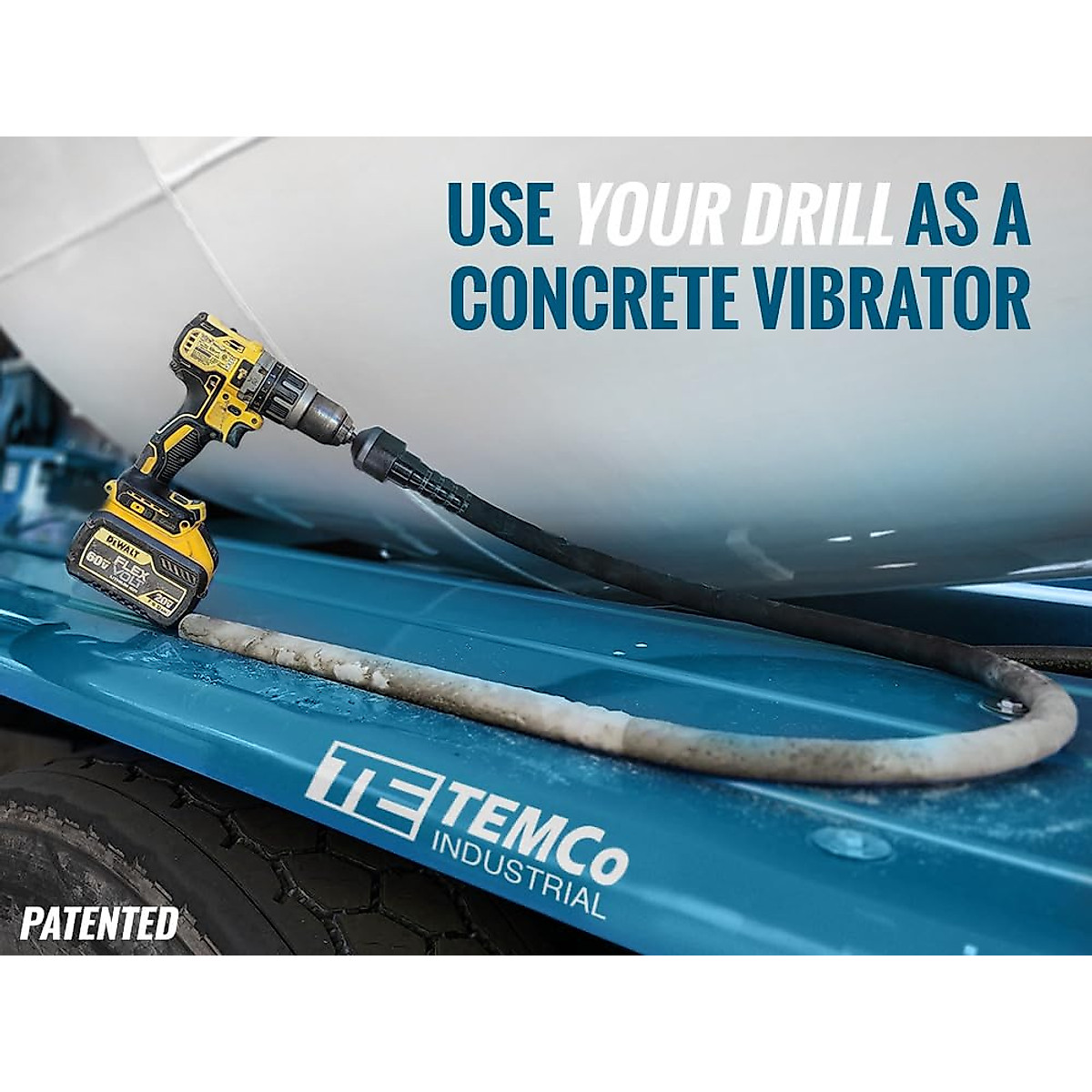 TEMCo Cordless Concrete Vibrating Tool, Drill-powered Concrete Vibrator