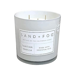 Sand + Fog Tahitian Vanilla Scented Candle, Large Triple Wick, 25 Oz (White)