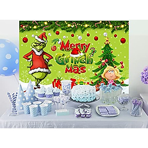 Merry Christmas Party Decorations, 5x3 Ft Christmas Backdrop for Kid Party Supplies Happy Birthday Banner Cartoon Theme Party Decorations Photography Background