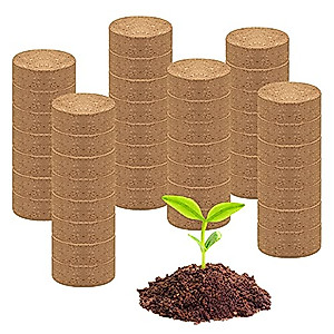 ZeeDix 50pcs(30mm) Compressed Coco Coir Fiber Potting Soil- Coir Medium, Coconut Soil for Indoors or Outdoors, Bonsai, Herbs, Plants, Flowers and Vegetables