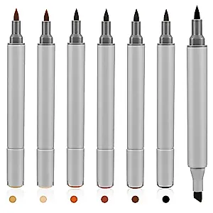6 Pack Dual Tip Leather Dye Marker Pens Leather Touch up Pen Shoe Marker Leather Flow Leather Marking Pen for Furniture Scratches Shoe Repair Kit Paint Marking, 6 Colors