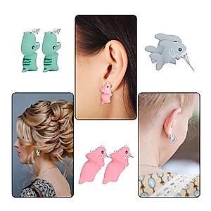 Pure Compression 3 Pair Cute Animal Bite Earrings - 3D Dinosaur Shark Biting Ear Studs - Simple Clay Ear Rings Decors for Girls (PX-ABE-3)