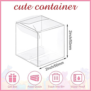 200 Pcs Clear Favor Boxes Plastic Gift Boxes Small Clear Box Transparent Wedding Favor Boxes Square Clear Treat Boxes for Wedding Birthday Party Baby Shower Bridal Shower, 2 x 2 x 2 Inch