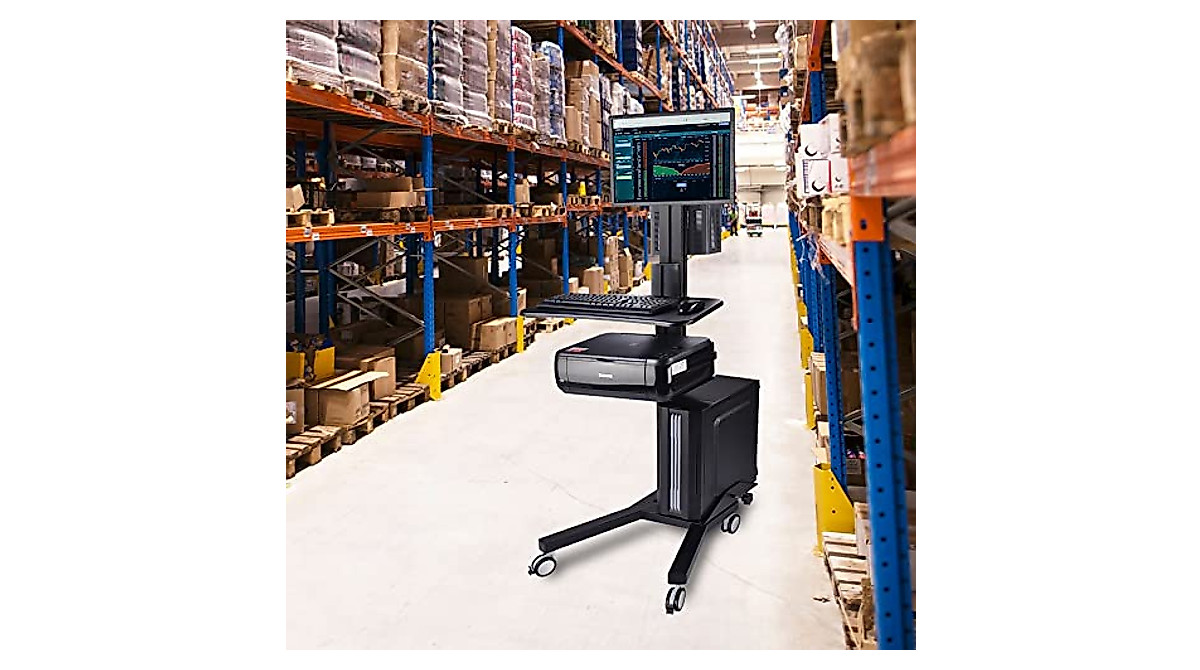 AW Mobile Standing Workstation - Rolling PC Cart