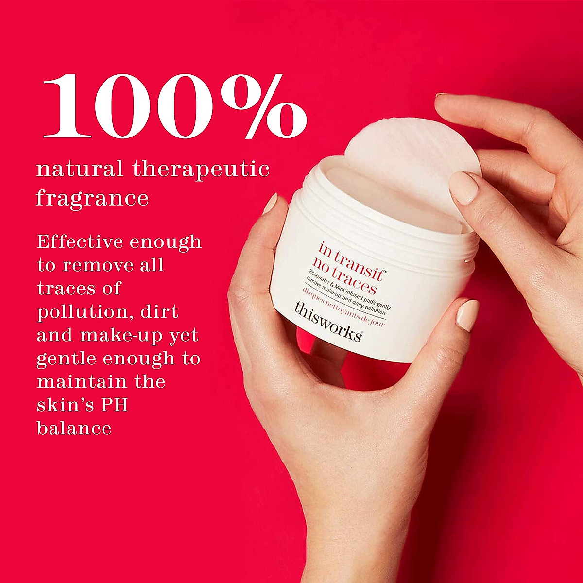 thisworks in transit no traces, Rosewater and Mint Infused Facial Cleansing Pads, Gently Removes Make-Up and Dirt, 60 Pads