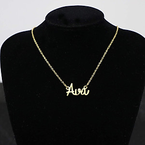 Awegift Name Necklace Big Initial Gold Plated Best Friend Jewelry Women Gift for Her Ava