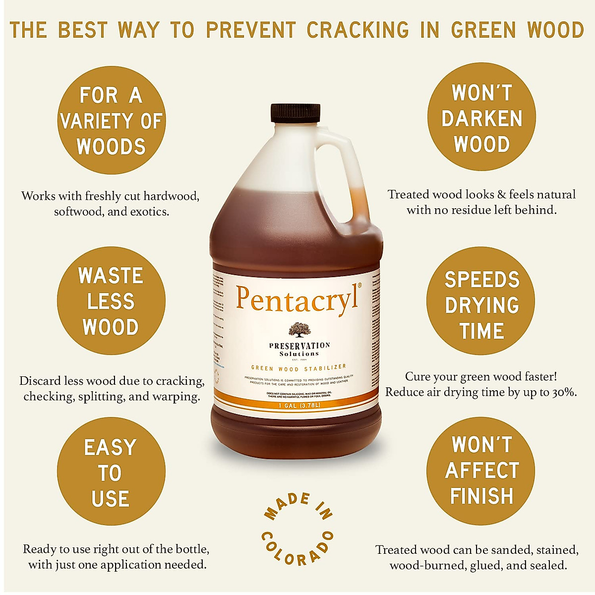 Preservation Solutions - Pentacryl Gallon - Green Wood Stabilizer