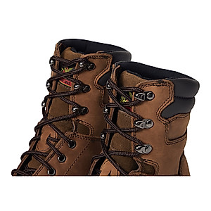 Thorogood V-Series 8” Waterproof Composite Toe Work Boots for Men - Premium Leather with Goodyear Storm Welt, Comfort Insole, and Chevron Traction Outsole; ASTM Rated, Brown Crazyhorse - 13 M US