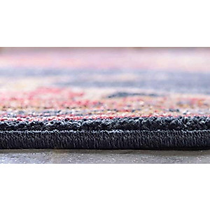 Unique Loom Utopia Collection Traditional Classic Vintage Inspired Area Rug with Warm Hues, 2 ft 7 in x 10 ft, Navy Blue/Burgundy