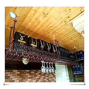 WXXGY Bar Glass Rack Ktv Hanging Goblet Rack Upside Down Wine Glass Rack Wine Glass Rack Bar Hanging Glass Rack European Style/Black/60X25Cm