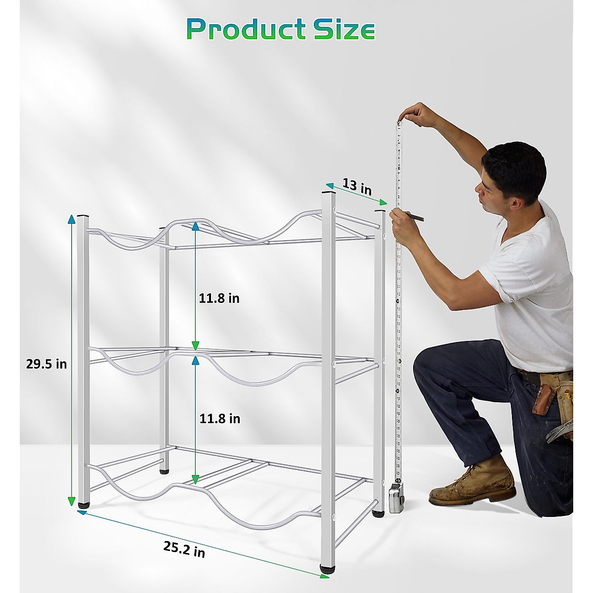 ZOTO 5 Gallon Water Jug Stand Water Bottle Holder, 3 Tiers Water Jug Holder Storage Rack for 6 Bottles, Heavy Duty Detachable Steel for Home and Office(Silver)