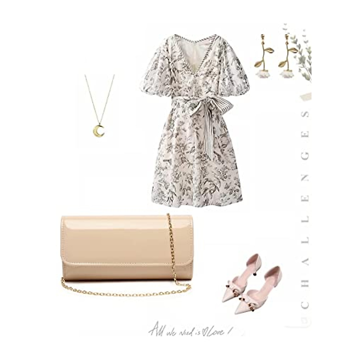 FIVE FLOWER Patent Leather Envelope Clutch Purse Shiny Candy Foldover Clutch Evening Bag for Women (Nude-2)