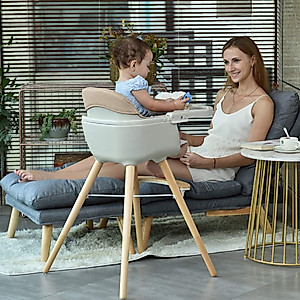 Foho Baby High Chair, Perfect 3 in 1 Convertible Wooden High Chair with Cushion, Removable Tray, and Adjustable Legs for Baby & Toddler (Beige)