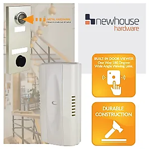 2-Note Mechanical Door Bell Chime and Door Button with Viewer, Silver