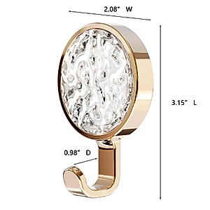 4 Pack Adhesive Wall Hooks for Door,Plastic Gold Hooks for Wall No Damage, Ripple Shaped Towel Hooks, Exquisite Golden Border, Heavy Duty Self Adhesive Hook Used for Home Bathroom Kitchen(Gold)