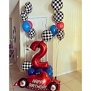12 Pack 18 Inch Checkered Racing Balloons Helium Foil Mylar Black and White Checkered Balloons for Race Car Themed Party Birthday Festival Decorations Supplies