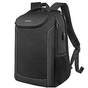 DEEGO Business Backpack for Men, TSA Approved Laptop Backpack for Men with USB Charging Port, Water Resistant Durable Anti Theft Work Backpack for Men Women Fits 15.6 Inch Laptop, Black