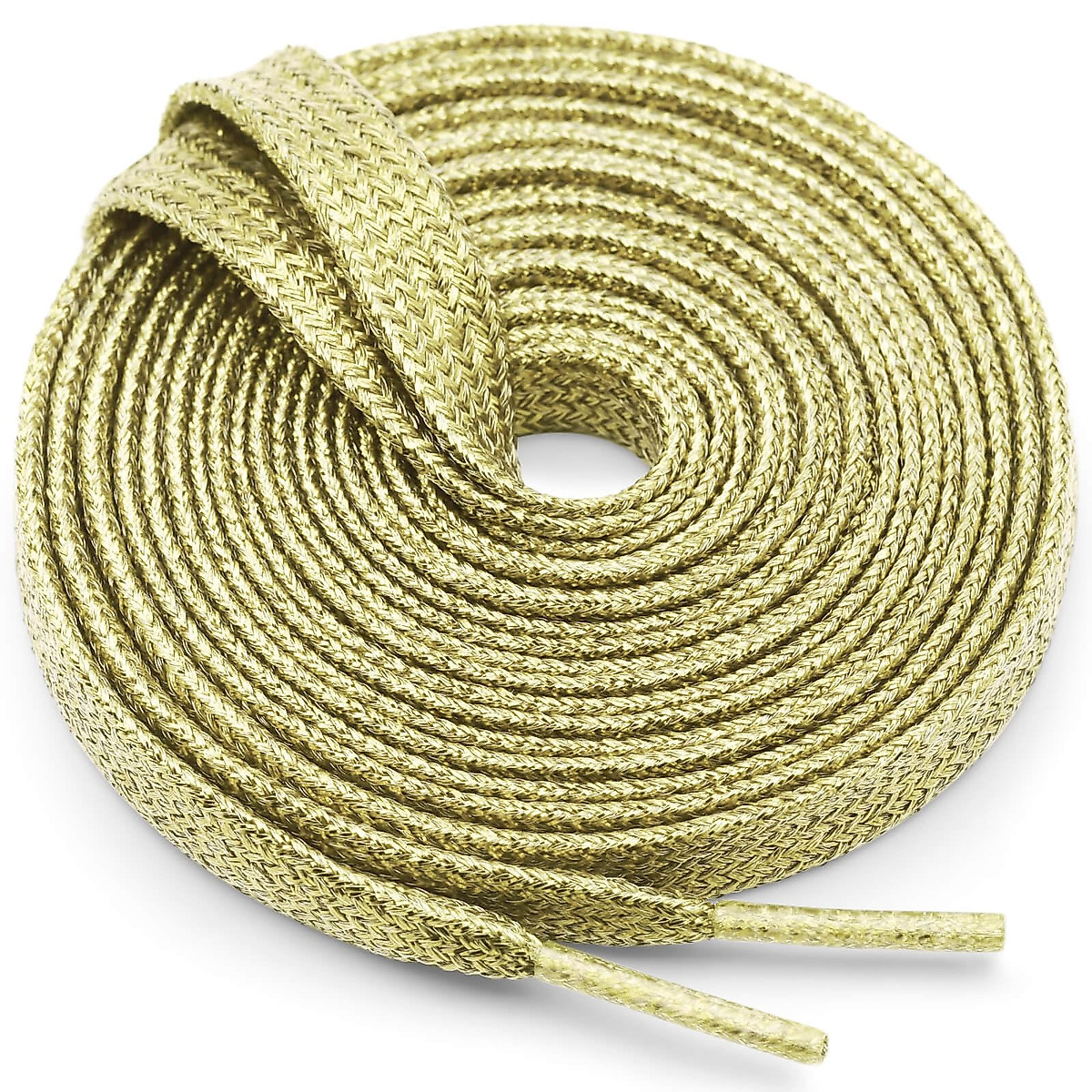 WEGOODZF Flat Glitter Shoe Laces: Metallic Light Gold Sparkle Shoelaces for Sneakers 43 inch -2Pair