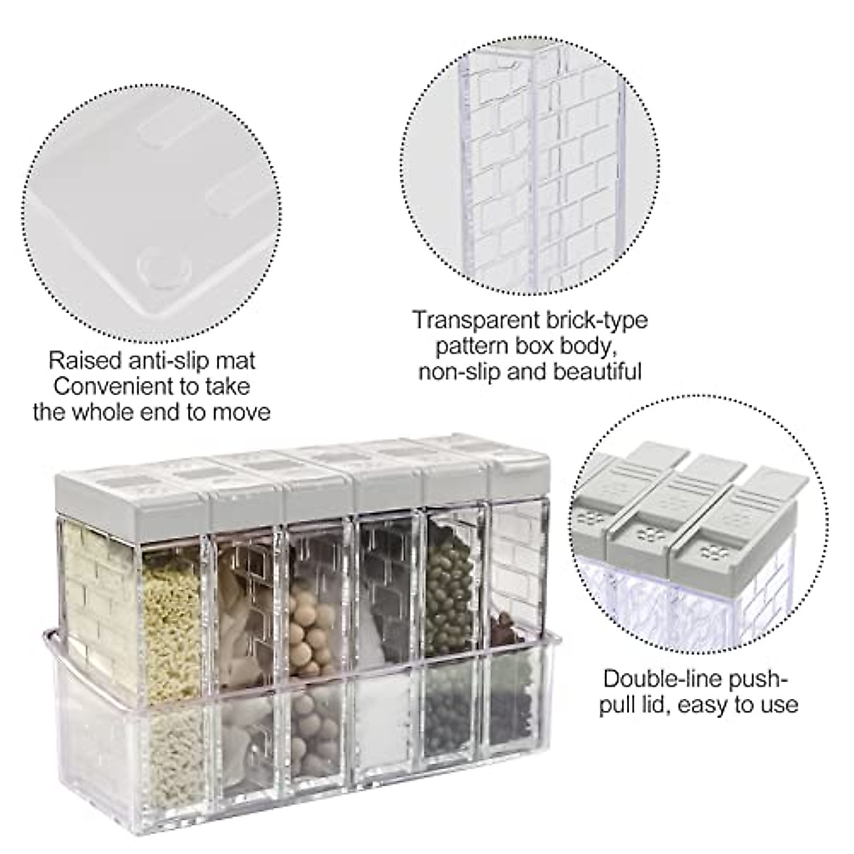 Jucaifu 6 Pcs Spice Shaker Jars, Salt and Pepper Shakers, Plastic Spice Dispenser, Salt Shakers, Seasoning Shaker Box, Condiment Set, spice containers (White)