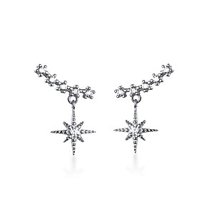 SLUYNZ Sparkling Star Drop Earrings for Women Sterling Silver Star Wrap Earrings Studs