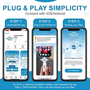 ThePhotoStick® Omni 64GB - Secure Photo & Video Backup and Transfer | Digital File Organization | USB & Multiport Connection for Phones, Tablets and Computers | Portable Memory | External Storage