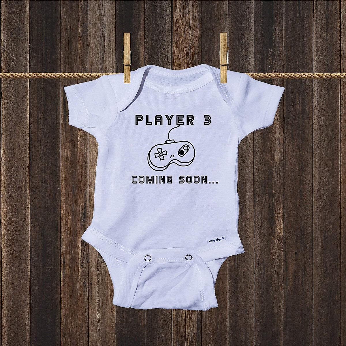 Ink Trendz Player 3 Coming Soon... Baby Pregnancy announcement Baby Coming Soon Infant Onesie Bodysuit Romper