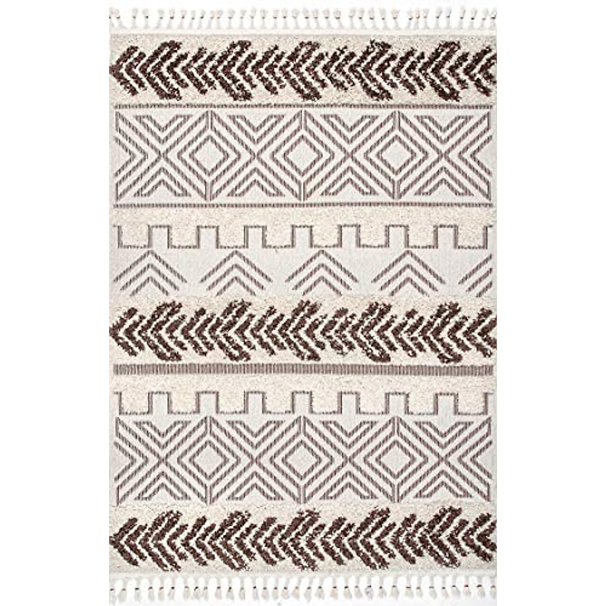 nuLOOM Helena Tribal High-Low Area Rug, 5' 3" x 7' 3", Brown