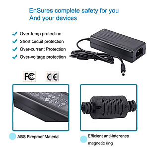 12V 5A Power Supply, COOLM AC to DC 12V 5A 60W Power Adapter Charger AC 100V - 240V Transformer 5.5x2.5mm DC Output Jack for 5050 3528 LED Strip Light LED Driver CCTV Security System