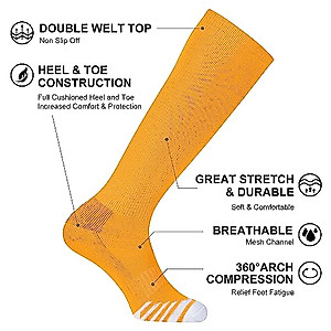 FITRELL 2 Pack Baseball Soccer Softball Socks for Kids Youth Men & Women Over-the-Calf Knee High Socks, nfl, Gold/Yellow, Medium