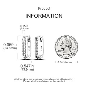 NARMO 925 Sterling Silver Earrings U Shaped Hoop Earrings for Women Cubic Zirconia Silver Hoops Hypoallergenic Earrings