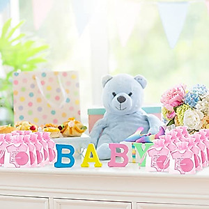 50 Sets Pink Baby Shower Favors Tea Light Candles for Guests Cute Decorations with Pink Cards and Organza Bags for Girls Friend Baby Shower Gender Reveal Party Favors (Pink), Unscented