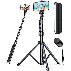 andobil 62'' iPhone Tripod Stand with Remote, Tripod for Samsung Galaxy S23 Ultra, Extendable Cell Phone Stand Lightweight Tripod Fit for iPhone 14 Pro Max, Samsung S22 S21, Android/Camera/GoPro