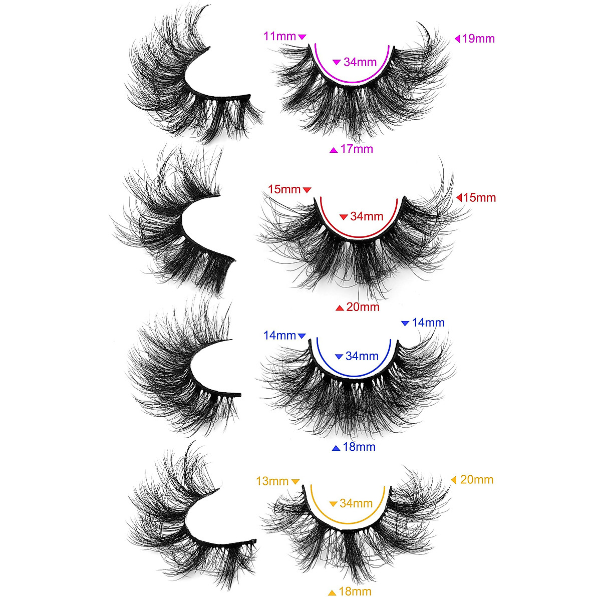 Newcally Lashes Mink Fluffy False Eyelashes 20MM Long Dramatic Fake Eye Lashes 5D Wispy Eyelashes Russian Strip Lashes Multipack 20 Pairs