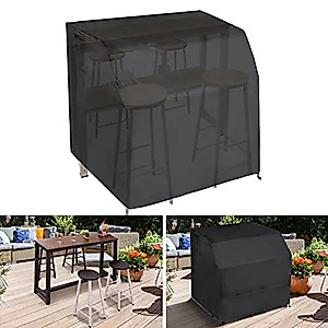 41 Inch Heavy Duty Outdoor Patio Bar Set Cover- Waterproof 420D Oxford Cloth Wicker Bar Set Cover Outdoor Patio Wicker Bar Table Furniture Cover for Patios Porches Gardens Backyards Outside Bar Set