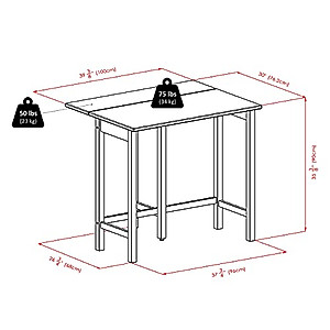 Winsome Lynnwood Collection 3 Piece Drop Leaf Table with 2 Counter V-Back Stools, Brown