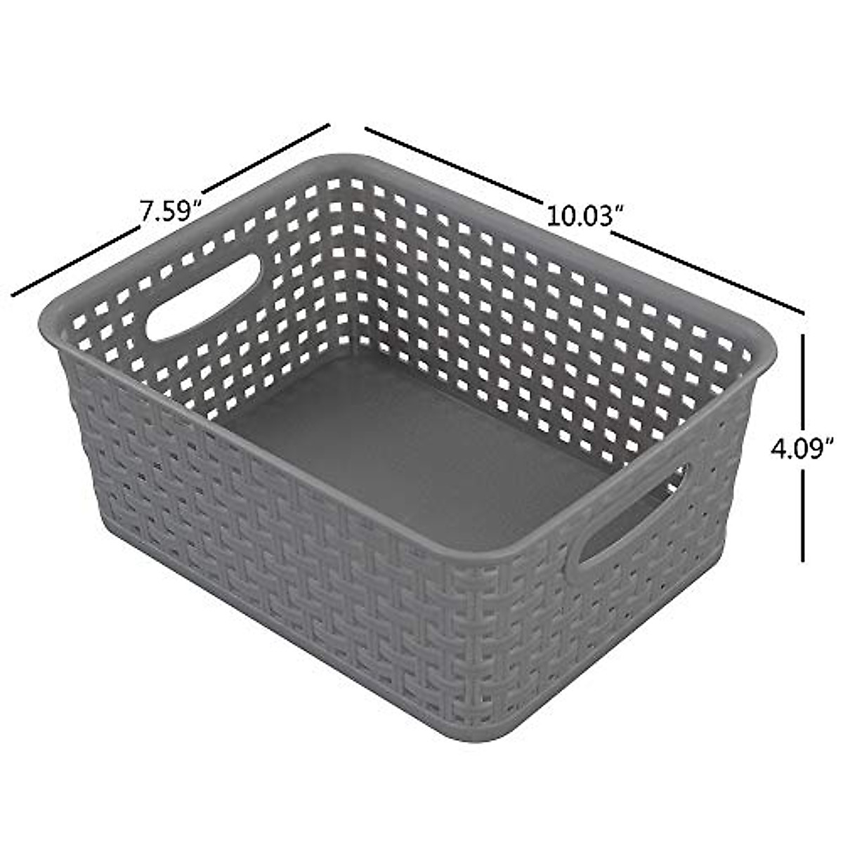 Wekioger Plastic Storage Baskets with Handles, Gray, Set of 6