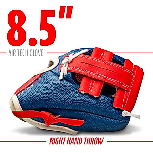 Franklin Sports Kids Baseball Glove - Air Tech Youth Tball Glove - Toddler + Youth Teeball, Baseball + Softball Mitt - Right Hand Throw - Navy/Red - 8.5"