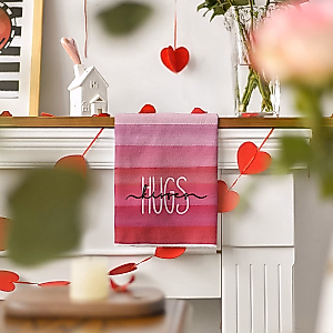 Artoid Mode Gradient Watercolor Rose Heart Be Mine Valentine's Day Kitchen Towels Dish Towels, 18x26 Inch Anniversary Decoration Hand Towels Set of 4