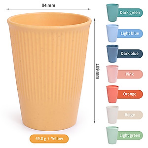 becutlery Wheat Straw Cups, Unbreakable Drinking Cup Dishwasher Safe Water Glasses with 8 Colors for Drinking Water, Juice,Milk, Soda, Coffee,Easy to Clean & Reusable (8 Pcs)