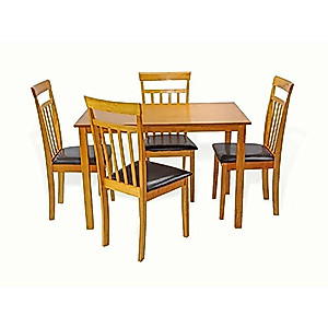 Dining Kitchen Set of 5 Rectangular Dining Table and 4 Side Warm Chairs Wood, Maple