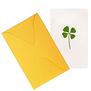 Real Four Leaf Clover Lucky Charm Party Favor Gift Saint Patrick's Day Handmade Greeting Card