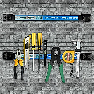 Alouette 4 Pieces 12 Inches Magnetic Tool Holder Racks,Metal Tool Organizer Bar for Garage&Workshop