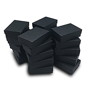 The Display Guys – Cardboard Jewelry Boxes With Cotton – 100 Pack – Matte Black – #32 (3 1/4" x 2 1/4" x 1")