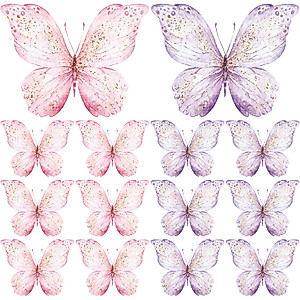 Wesiti 18 Pieces Butterfly Baby Shower Birthday Decorations Butterfly Party Tables Centerpieces 10 x 7 Inch Pink Purple Butterflies Table Toppers for Wedding Birthday Party Supplies(Classic Style)