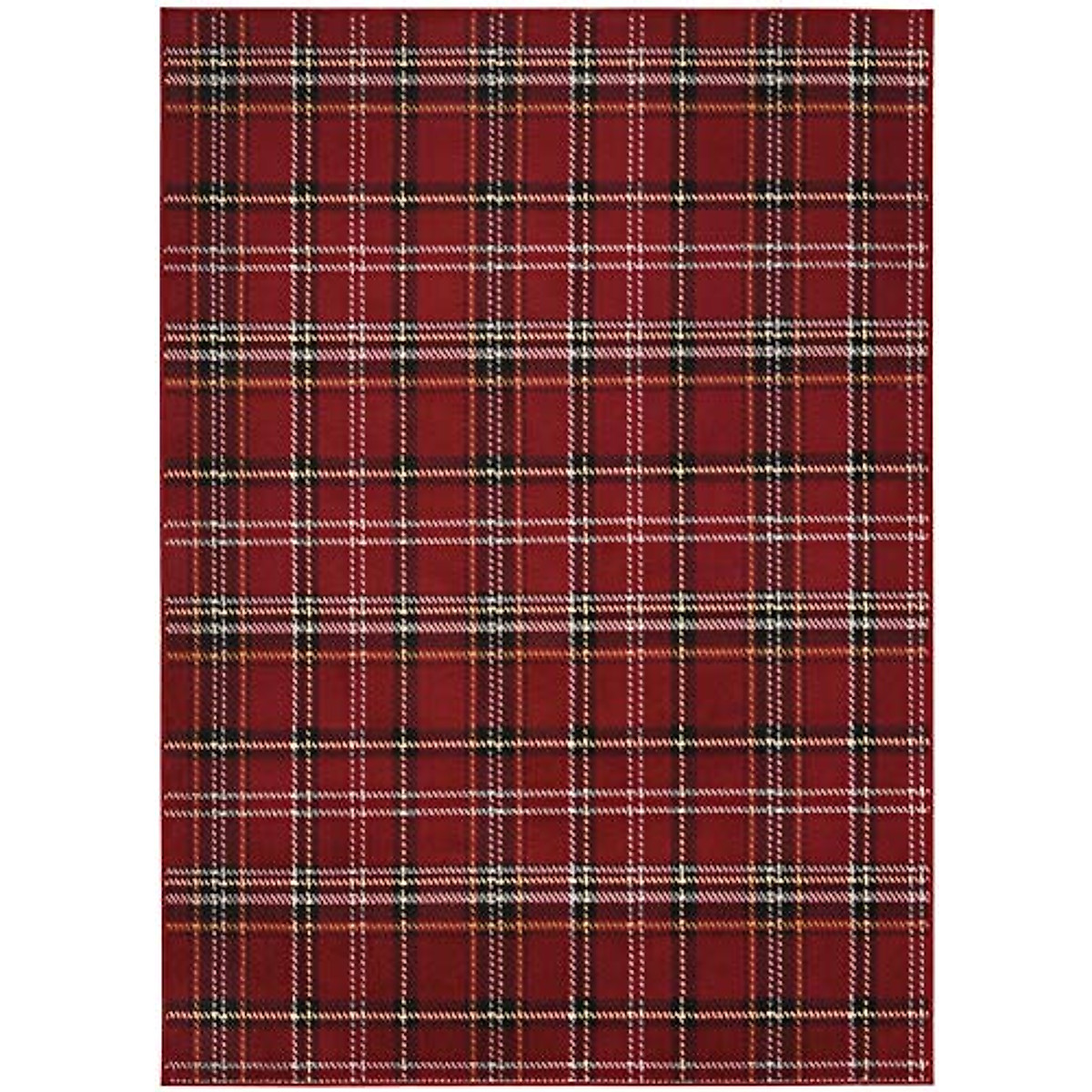 Nourison Grafix Red 5'3" x 7'3" Area -Rug, Modern, Plaid, Bed Room, Living Room, Dining Room, Kitchen, Easy -Cleaning, Non Shedding, (5' x 7')