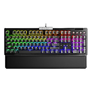 EVGA Z15 RGB USB Gaming Keyboard, RGB Backlit LED, Hotswappable Mechanical Kailh Speed Silver Switches (Linear), 821-W1-15US-KR, Black