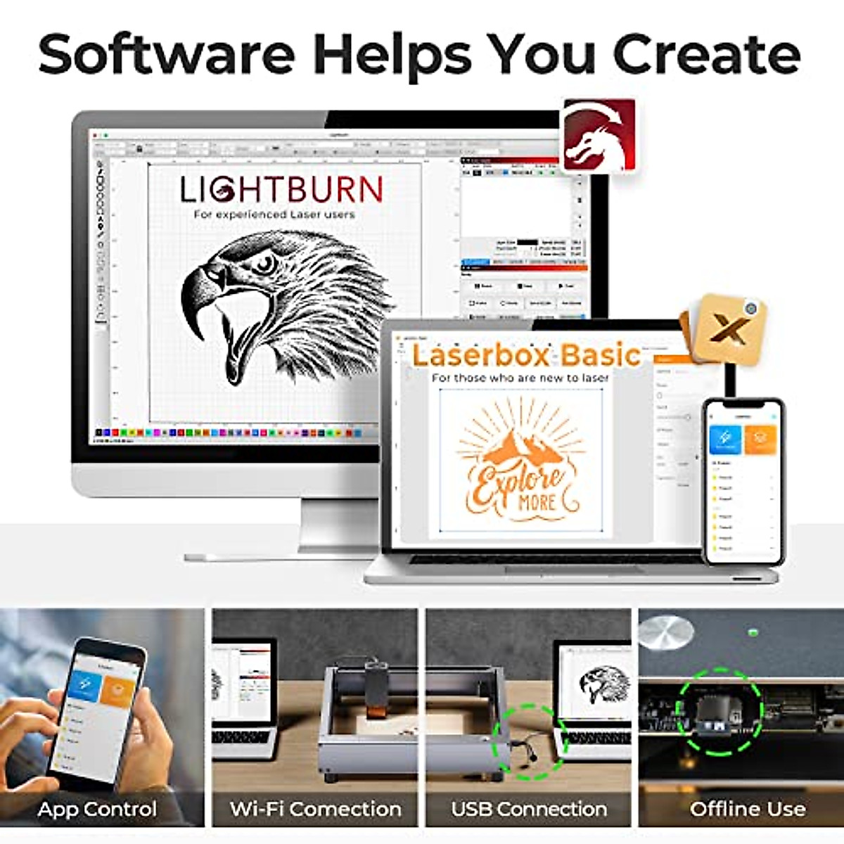 xTool D1 Laser Engraver with Rotary, 10W Higher Accuracy Laser Cutter, 60W Laser Cutting Machine, Laser Cutter and Engraver Machine, Laser Engraver for Wood and Metal, 17'' x 16''