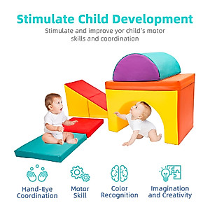 67i Toddler Foam Blocks Climbing Blocks Indoor Climbing Blocks for Toddlers 1-3 Soft Play Climbing Play Equipment Foam Blocks 5-Piece Climbing Blocks Indoor Play Foam Climbing Blocks (Red Yellow)