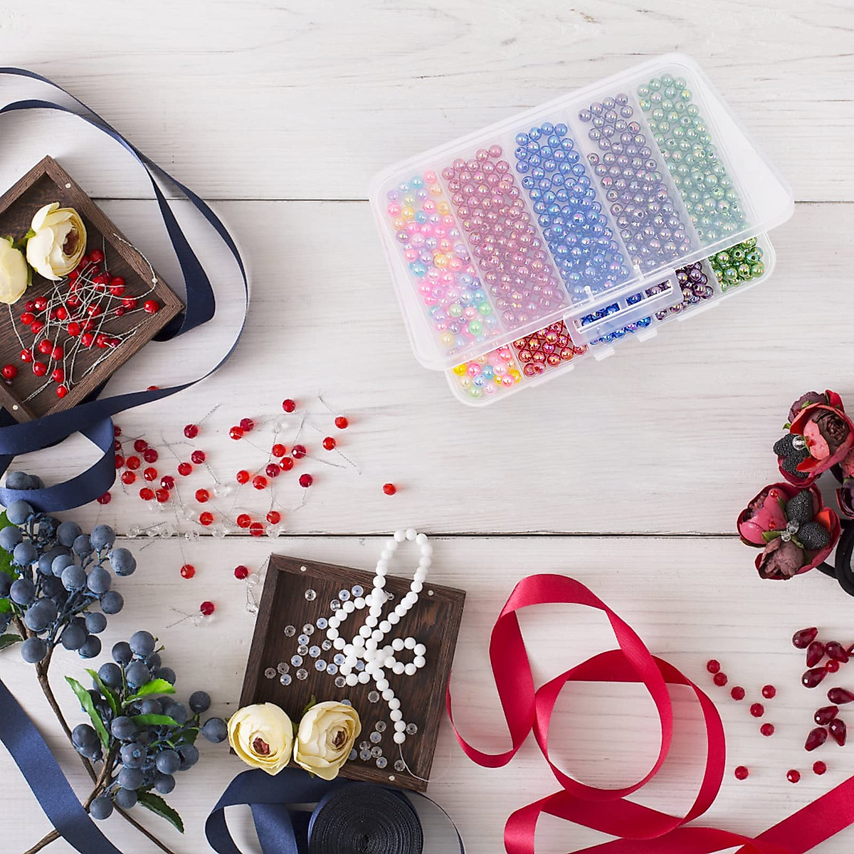 5 Grids Plastic Organizer Box Clear Fishing Tackle Storage Box Jewelry Dividers Container Case Making Findings Organizer Box Makeup Tools Box Sewing Supplies Storage Container Case