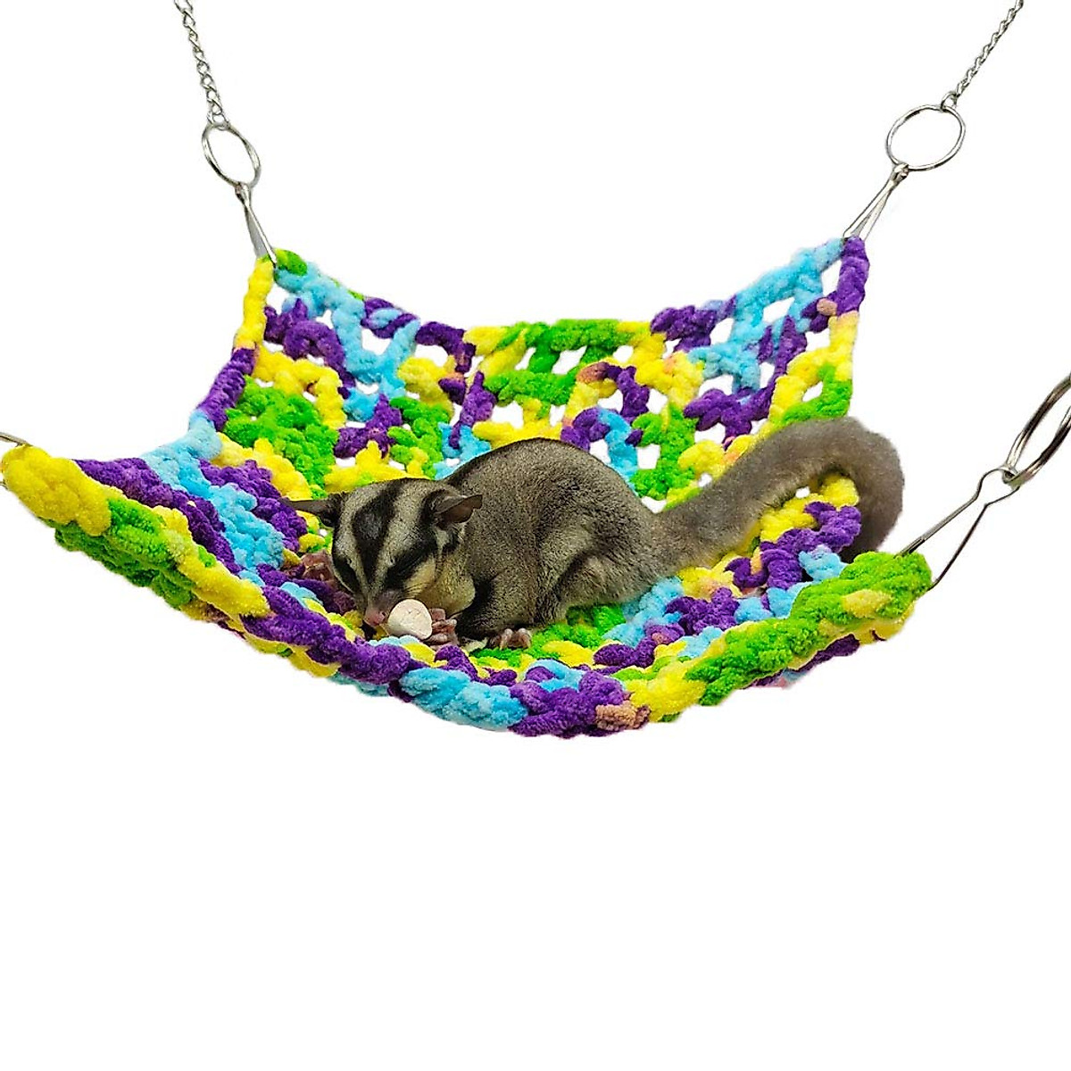 Oncpcare Small Pet Cage Hammock, Plush Woven Parrot Climbing Toy, Cozy Sugar Glider Hideout Tunnel Hideaway Bed for Rat Hamster Squirrel Guinea Pig Ferret, Colour Random